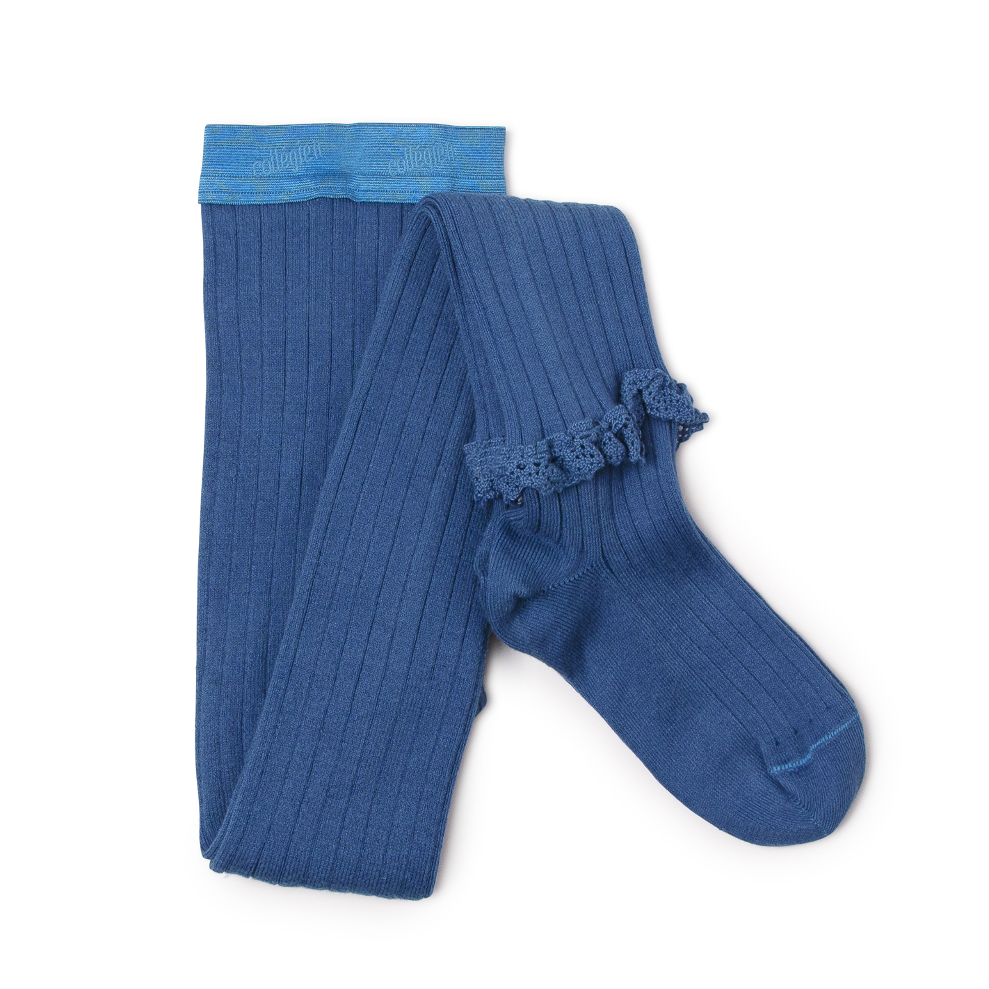 Chloé - Collants à côtes avec dentelle - Bleu Saphir