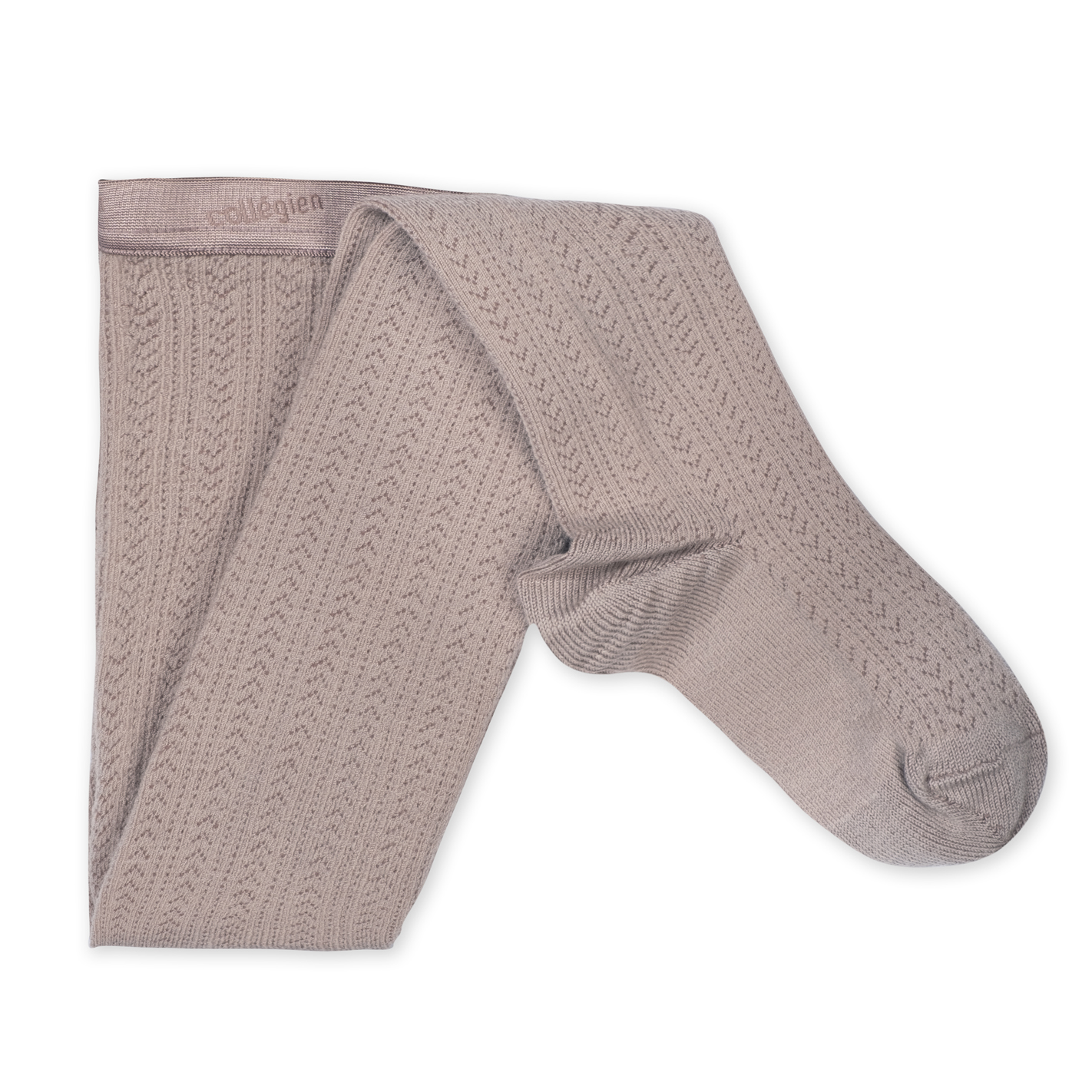 Angélique - Collants en laine Mérinos et maille ajourée - Vieux Rose