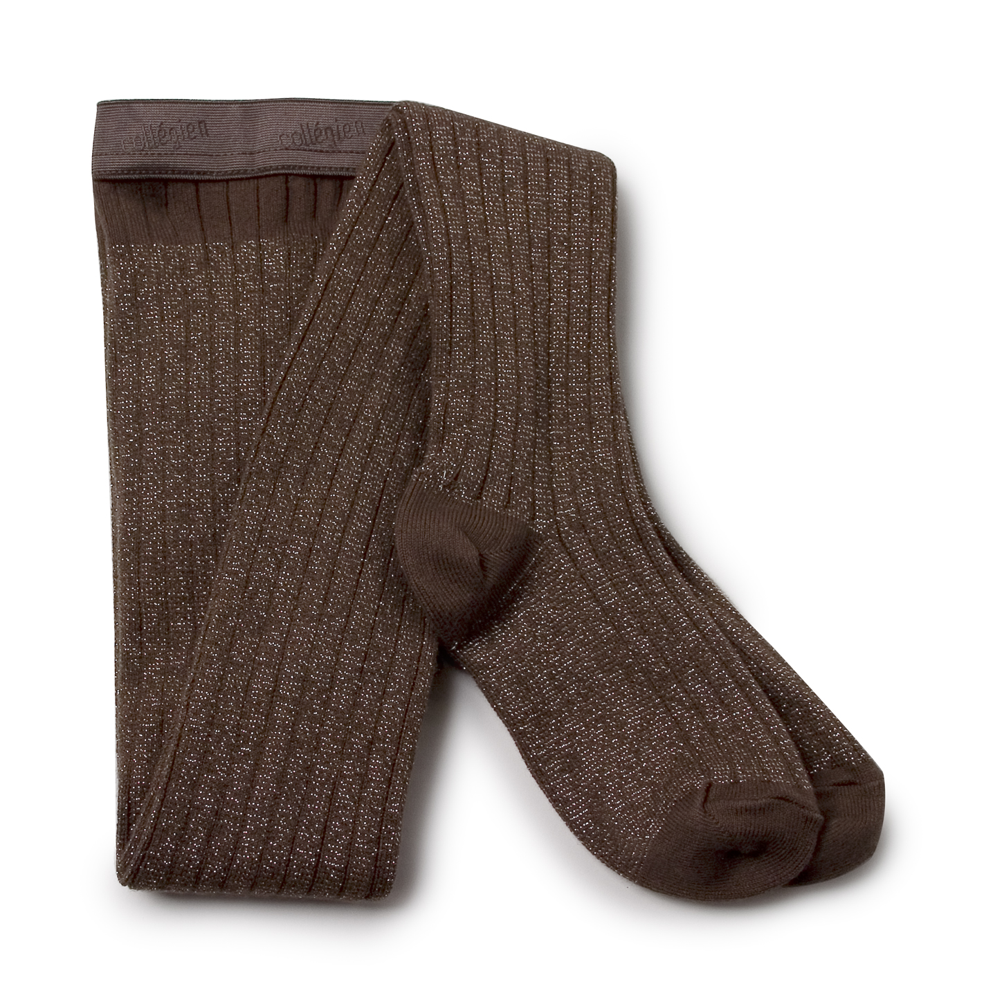 Amélie - Collants à côtes brillant - Chocolat au lait